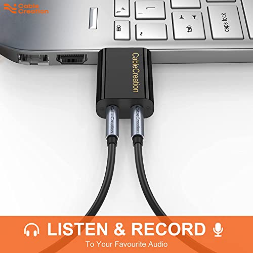 CableCreation Bundle – 2 Items USB Audio Adapter with 3.5mm Jack, 3.5mm Audio Cable TRRS 1.5Feet
