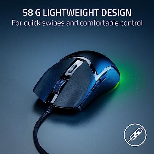 Razer Cobra Wired Gaming Mouse: 58g Lightweight Design - Gen-3 Optical Switches - Chroma RGB Lighting with Underglow - Precise 8500 DPI Optical Sensor - 100% PTFE Mouse Feet - Speedflex Cable - Black