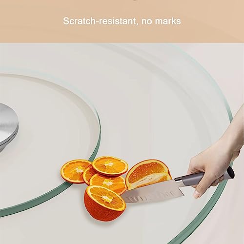 HASMI Lazy Susan Large, 8mm Tempered Glass Round Turntable, Kitchen Dining Table Rotating Tray, Aluminum Alloy Bearing, Easy to Share All Food