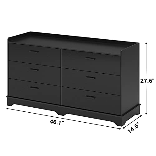 Hasuit 6 Drawer Double Dresser, Modern Storage Tower Dressers & Chests of Drawers, Large Clothing Organizer for Bedroom