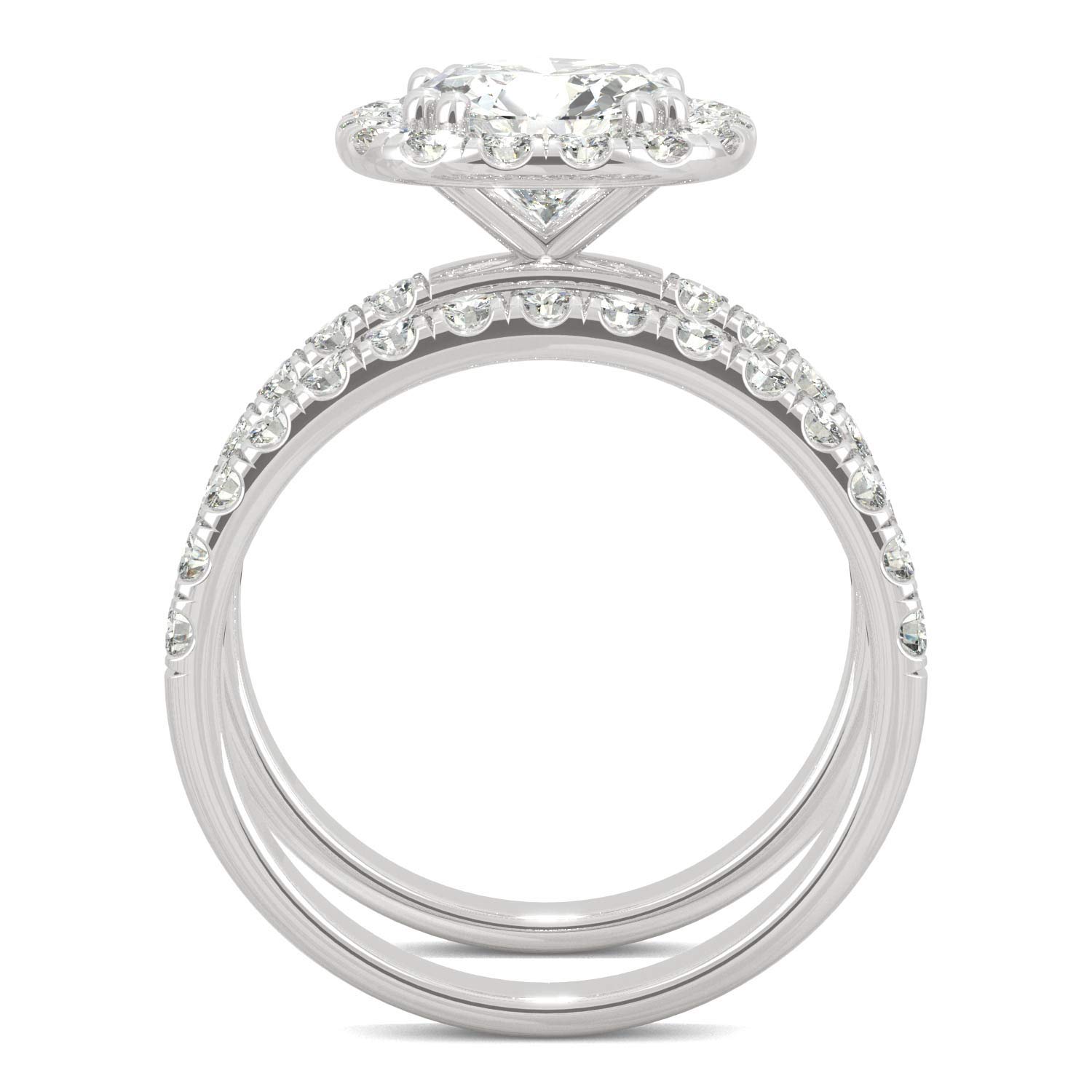 Charles & Colvard Created Moissanite 8mm Round Cut Bridal Ring Set for Women | 2.87 cttw DEW | Lab Grown | Solid 14K White Gold with Rhodium | Size 9