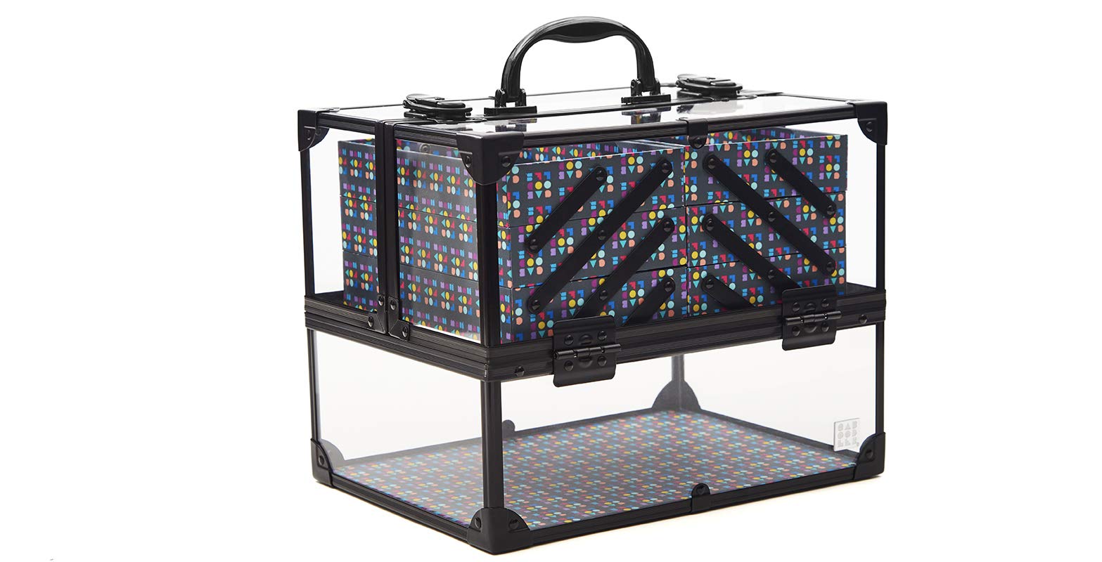 Caboodles Rainbow Rad - Neat Freak Makeup Organizer, Black Trim Rainbow Jacquard