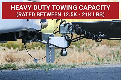 Weigh Safe Adjustable Trailer Hitch Ball Mount - 6" Adjustable Drop Hitch for 2" Receiver - Premium Heavy Duty Aluminum Trailer Tow Hitch w/ Stainless Steel Tow Balls (2" & 2 5/16") - 12,500 lbs GTW