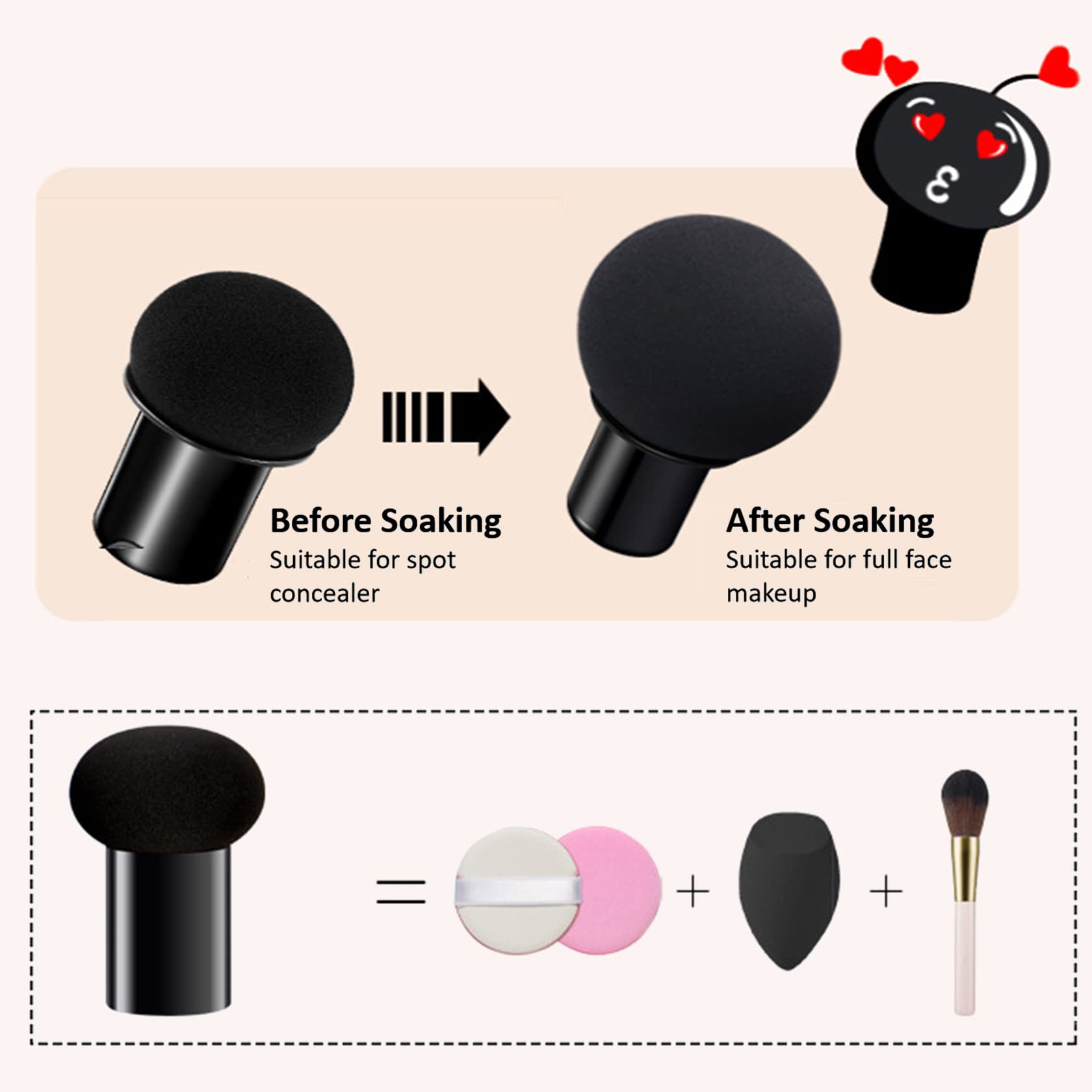 Mushroom Head Air Cushion CC Cream,BB Cream,Foundation Full Coverage Foundation, Moisturizing CC Foundation Concealer Makeup, Long Lasting Matte Cushion Foundation (Natural)
