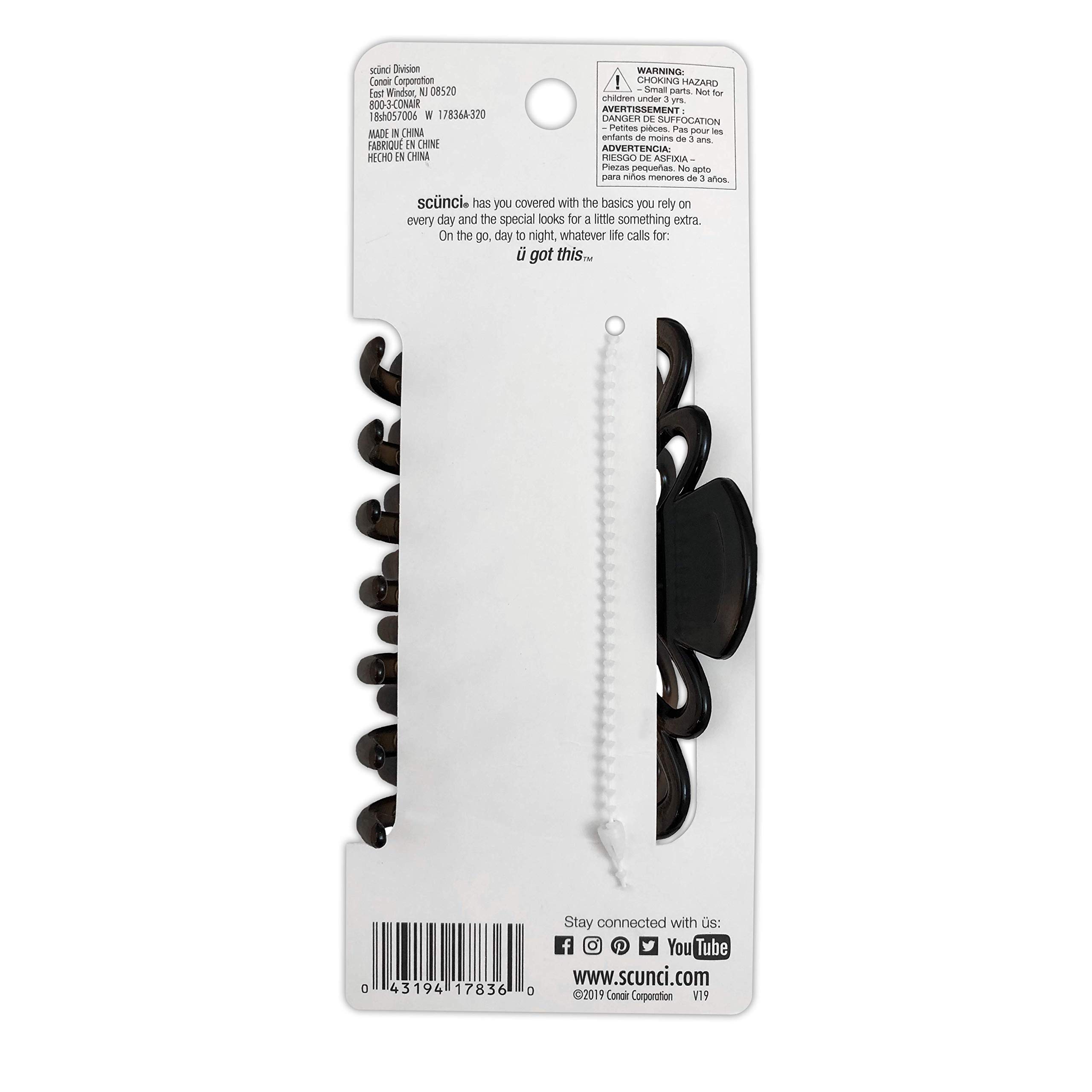 Scunci No Slip Crown Clip For Thick Hair Colors May Vary , 3 Count (Pack of 1)