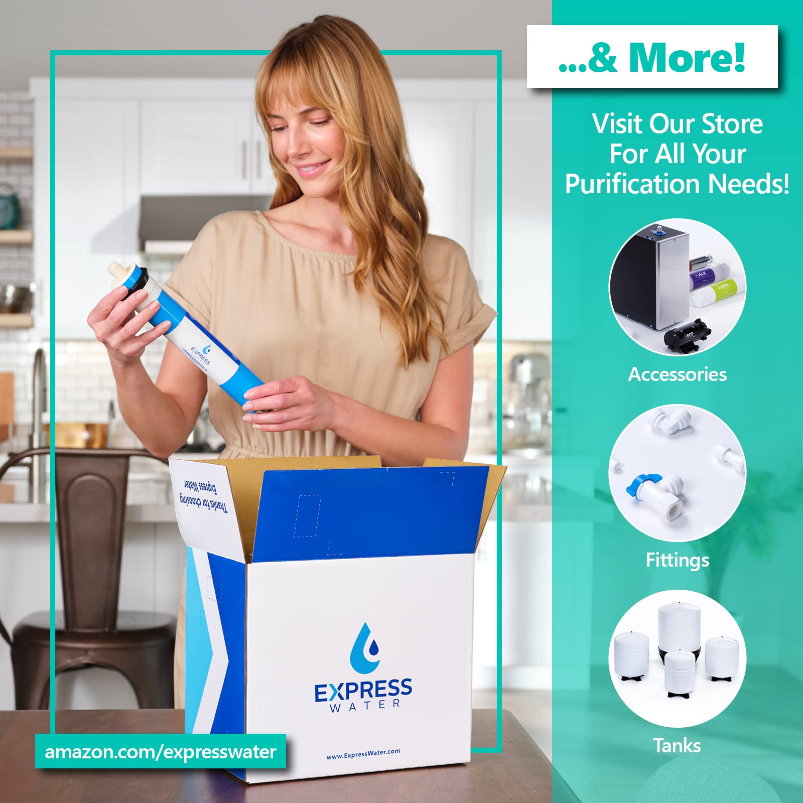 Express Water Modern Water Filter Faucet β Chrome β Drinking Water Faucet β Reverse Osmosis Filtration System and Kitchen Sink Beverage Faucet