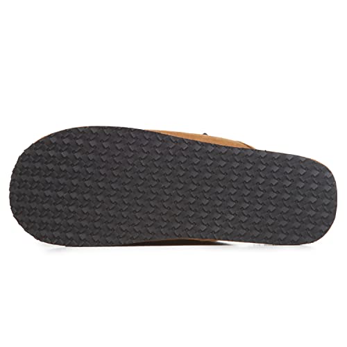 Lucky Brand Micro-Suede Scuff Indoor Slippers for Men with Plush Lining, Tan, M