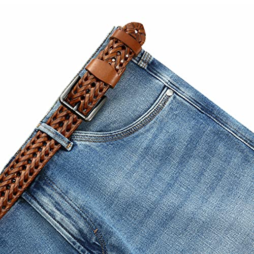 CHAOREN Reversible Belt for Men - Mens Belt Leather 1 3/8" Cognac for Formal Pants - Adjustable Belt Trim to Fit