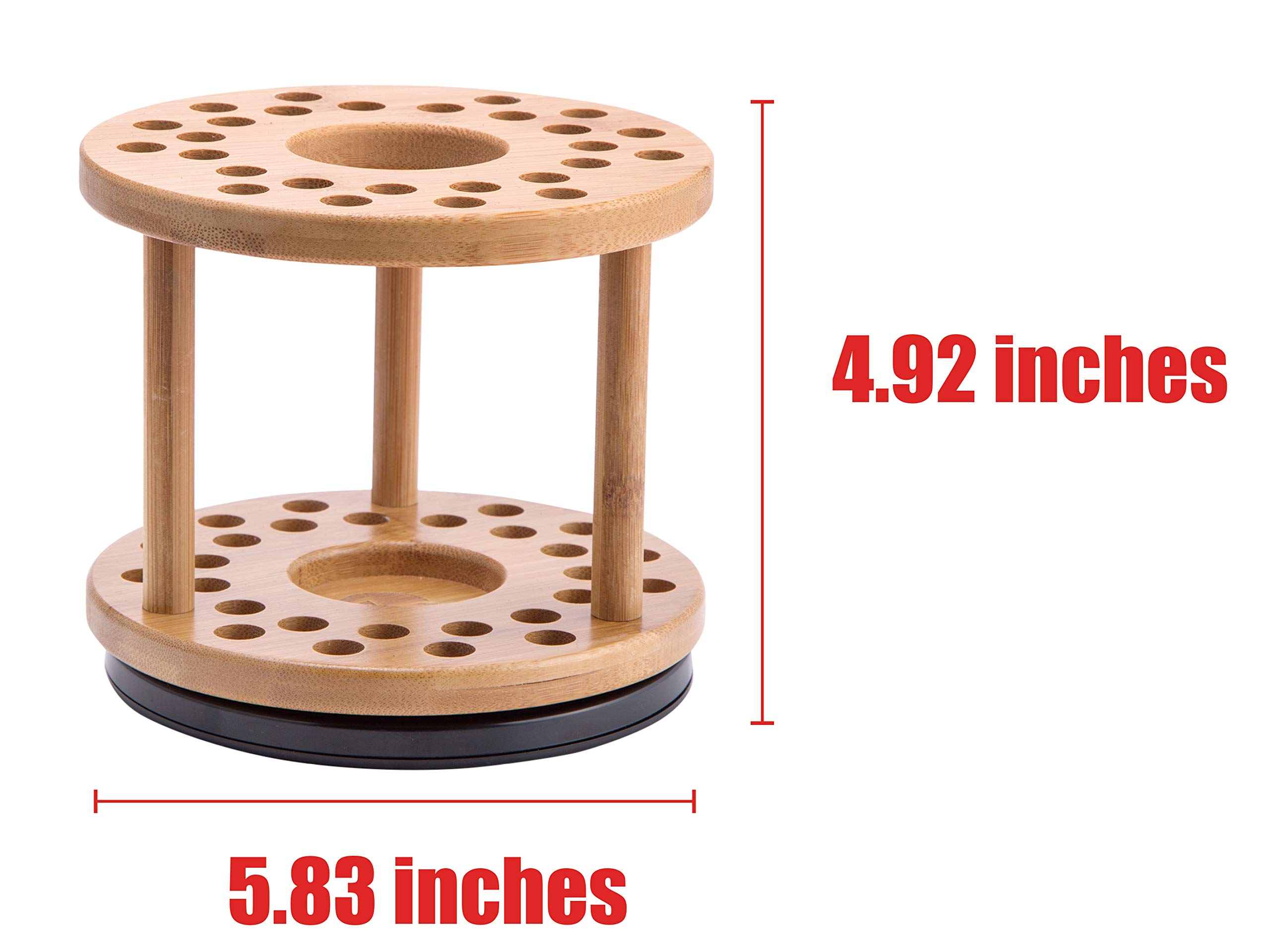J JACKCUBE DESIGN 360 Rotating Paint Brush Holder Bamboo Watercolor Artist Brush Water Coloring Organizer Display Stand Tray Rack with 27 Holes and 1 Big Hole – MK441A
