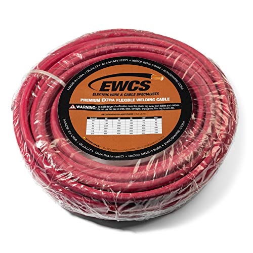 EWCS 4 Gauge Premium Extra Flexible Welding Cable 600 Volt - RED - 25 FEET - EWCS Branded - Made in The USA!