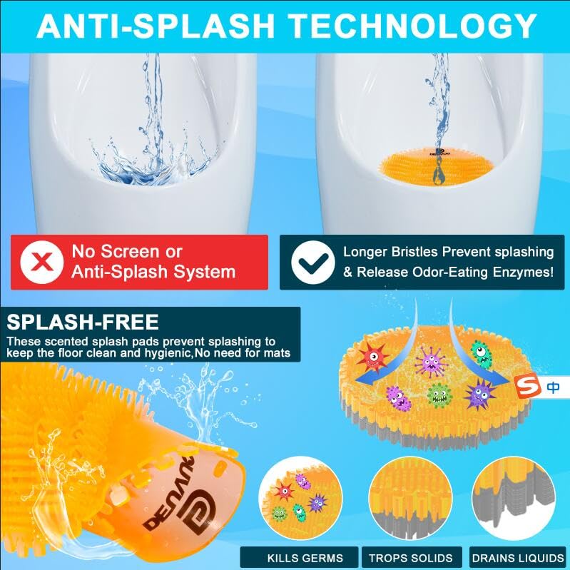 Deuvuo Urinal Screens Deodorizer (15 Pack) | Urinal Cakes Deodorizer 3D Wave Anti-Splash Odor Protection Urinal Mats for Toilets, Bathroom, Office Hotels | Long-lasting fragrance