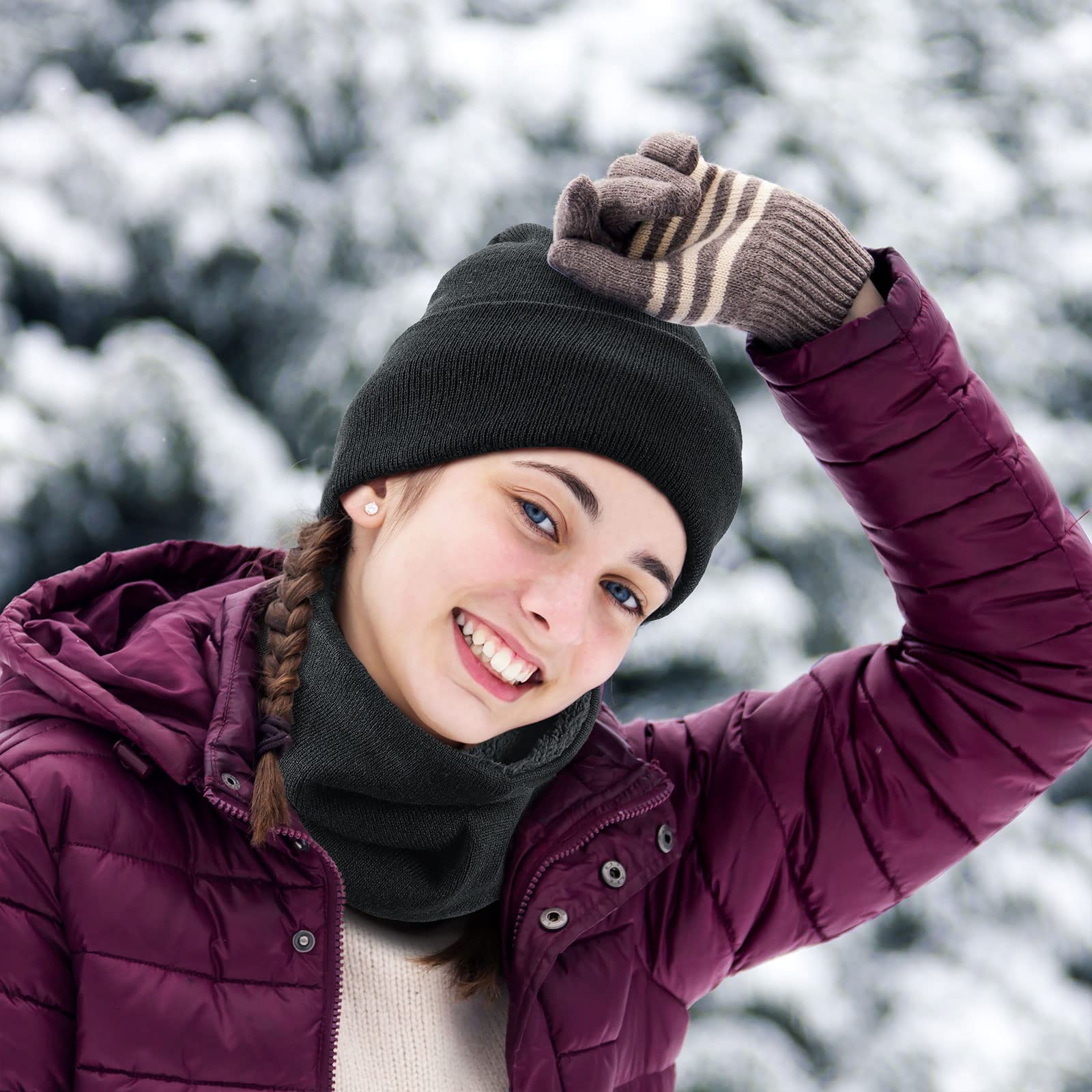 Cierto Winter Beanie for Men & Women | Cold Weather Polar Fleece Lining Knit Hat | Cuffed Stocking Cap Lined with Faux Wool