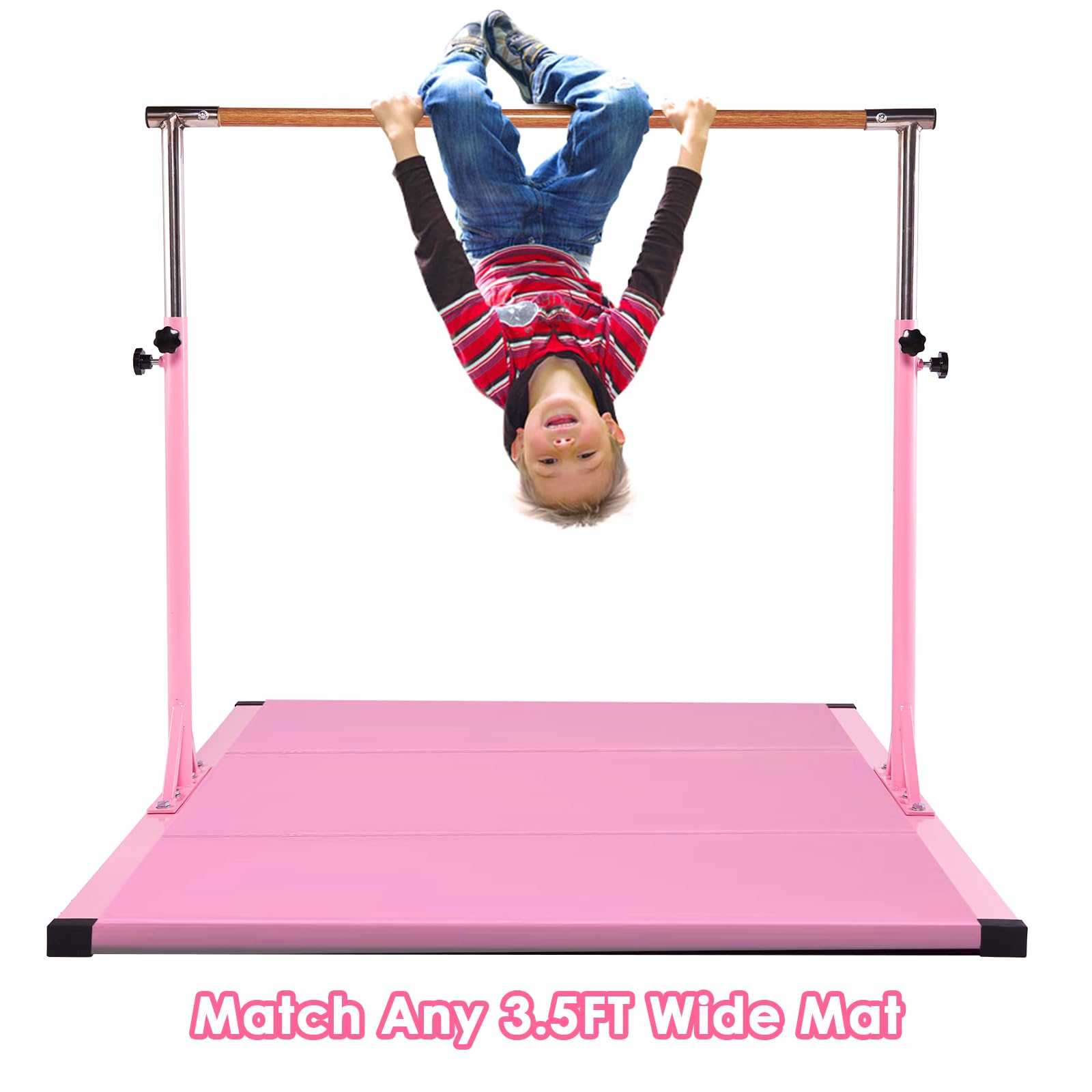 Dai&F Gymnastics Bars for Home, Adjustable Height Expandable Gymnastics Bars, Gymnastics Training Bar Children Folding Monkey Bars, bar Gymnastics for Home for Girls Boys(Blue)
