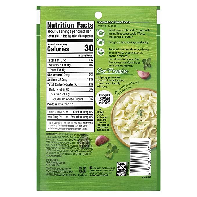 Knorr Sauce Mix Creamy Pasta Sauce For Simple Meals and Sides Garlic & Herb No Artificial Flavors, No Added MSG 1.6 oz - Pack of 3 (4.8 oz in total)