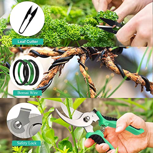 FANSTATE Bonsai Tree Kit, 24 PCs Bonsai Tools Set High Carbon Steel Succulent Trimming Tools Set Include Pruning Shears, Cutters, Training Wires, Bonsai Grooming Care Kit for Starter Gardening Gifts