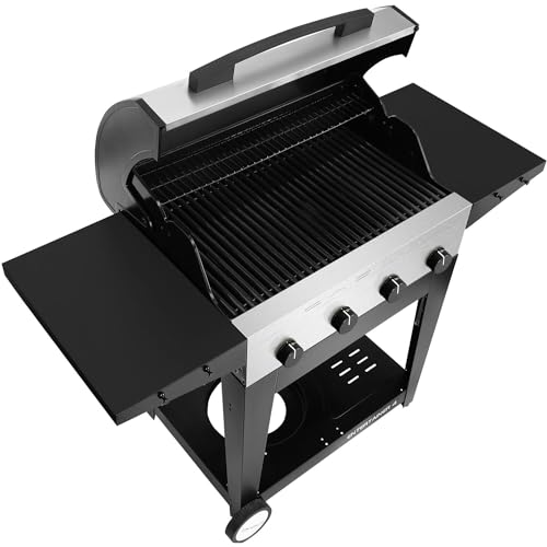 Cadac Entertainer 4 Propane Gas BBQ Grill with 4 Burners, plus Open Cart with Sides Tables and Tank Storage Shelf