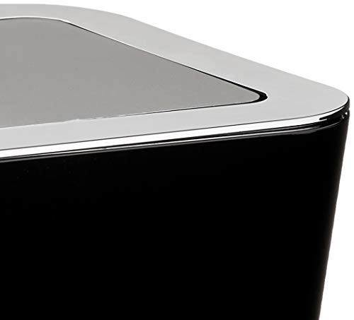 WENKO 22474100 Small Trash Can with Swing Top Lid, Mini Waste Basket, Stylish Garbage Bin for Bathroom, Bedroom, Kitchen, 1.6 Gallon, 7.1 x 11.2 x 7.1 in, Black, 6 L
