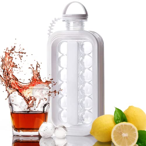 TESSTSY Portable Ice Ball Maker Bottle Makes 17 Ice Cubes, Ice Cube Molds Bottle Creative Ice Hockey Bubble Ice Maker Kettle for Whiskey/Hockey/Champagne/Juice/Coffee