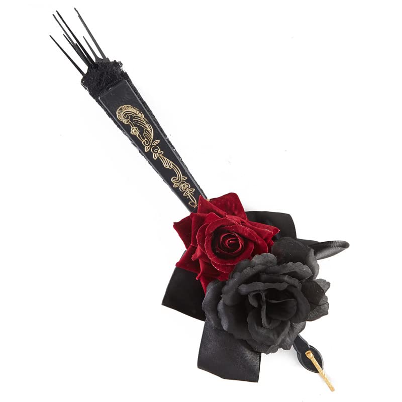 Dark Gothic Lolita Retro Lace Fan Rose Bow Knot Pointer Rhinestone Fan Performance Props