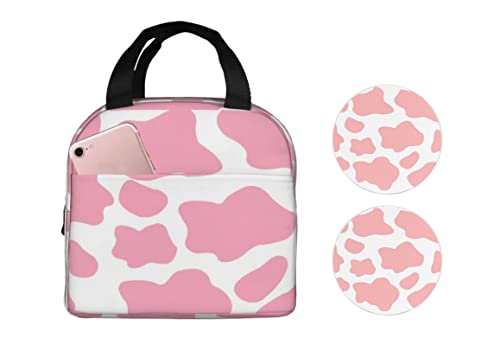 Insulated Lunch Bag With 2pcs Coasters, Reusable Cooler Lunch Box For Women, Cute Lunch Tote Bag for Picnic Office Work, Cow Gifts