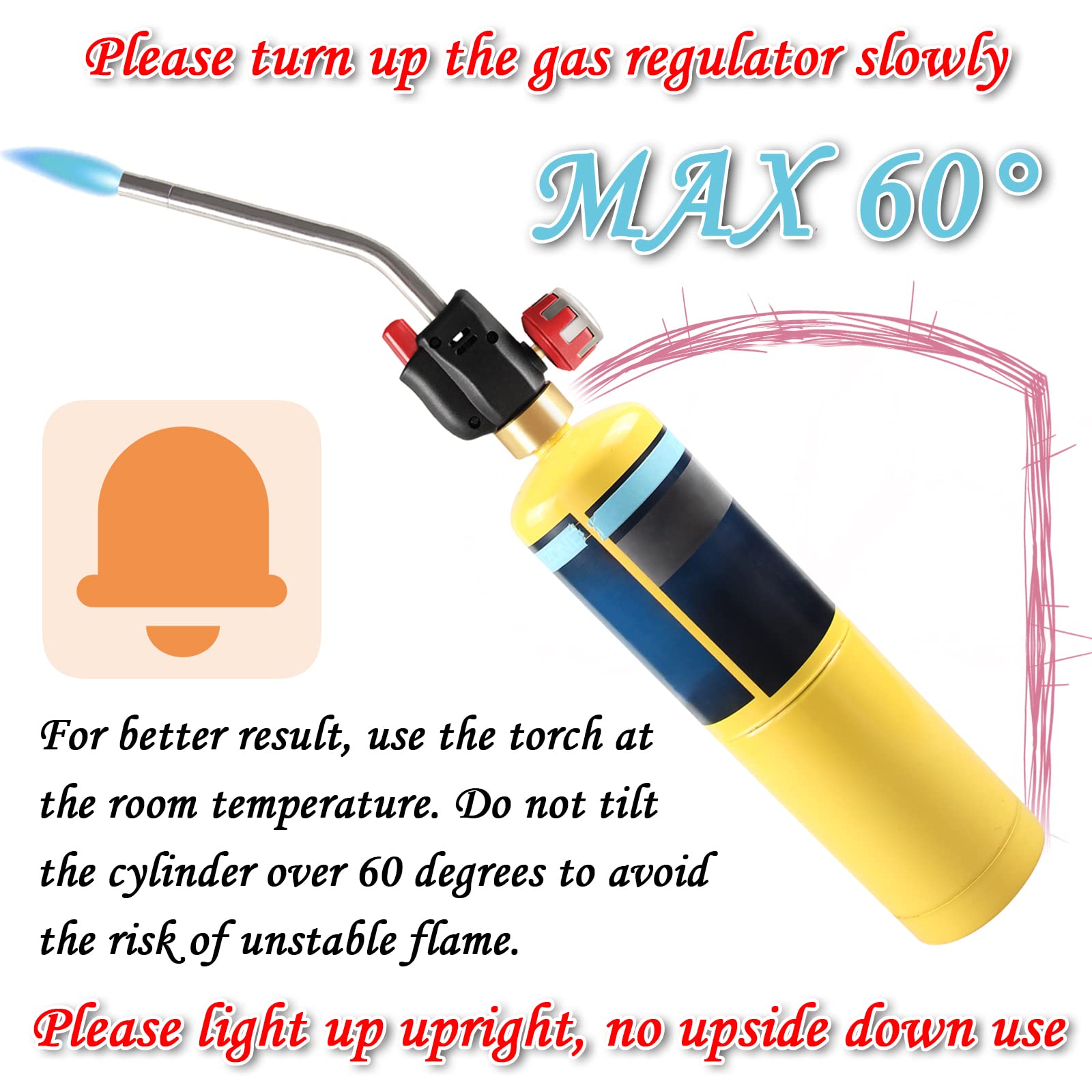 DOMINOX Propane Torch Head, Propane Torch Head with Igniter, Mapp Gas Torch - Torch Head - Propane Torch for Cooking, Welding, Searing(Tank Not Included)