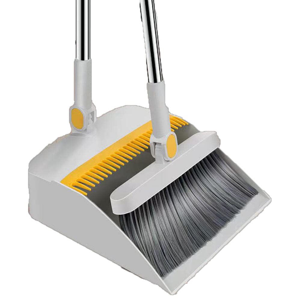 FEMUN Kitchen Broom,Folding Stand Broom Trash can Combination Household Broom Broom Non-Sticky Broom and Trash can Set Outdoor Broom, Broom and Trash can Set for Home, Kitchen, Office, Bathroom