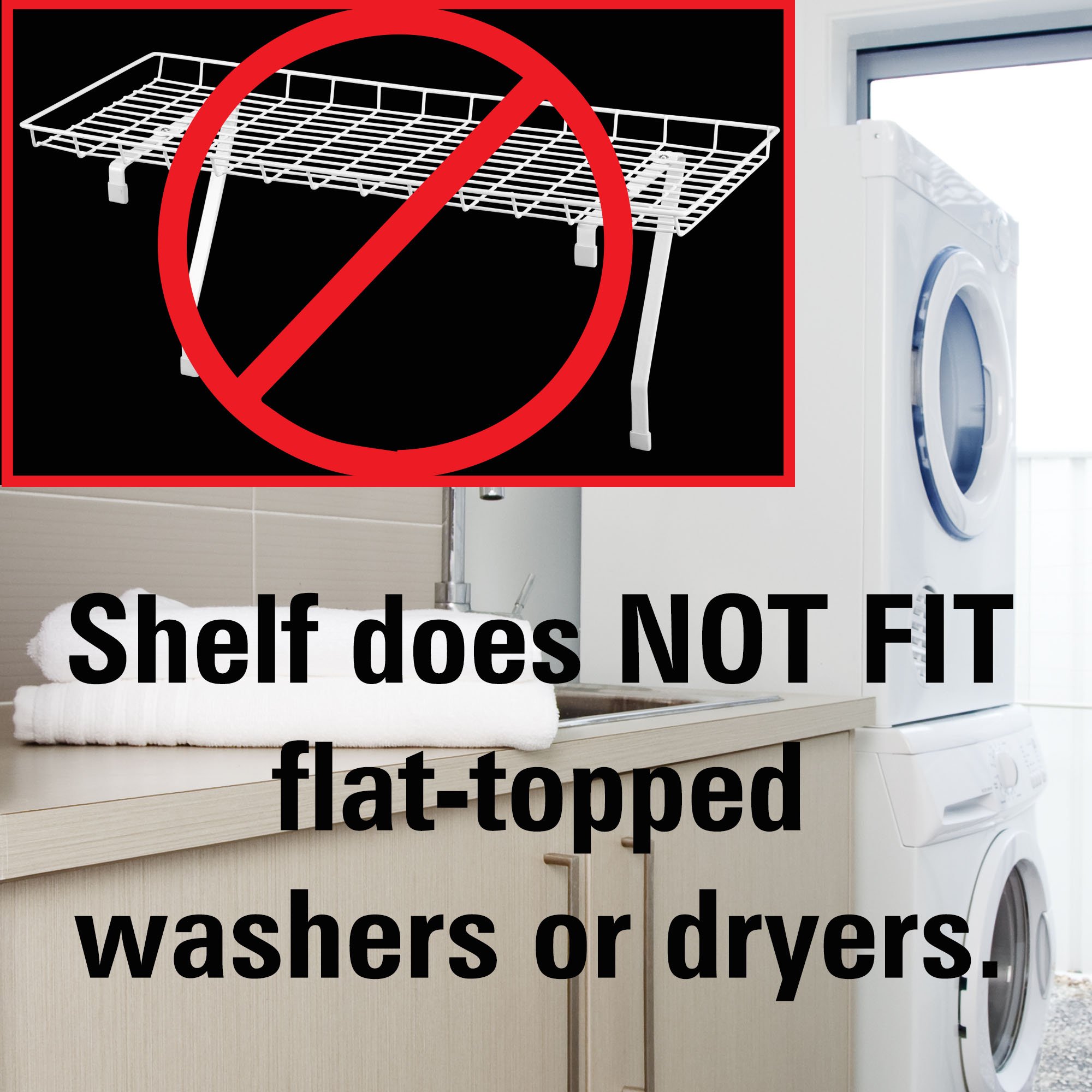 Household Essentials 05100 Rear Display Over-The-Washer Storage Shelf | Organize and Store Laundry Room Supplies | White (Pack of 2)