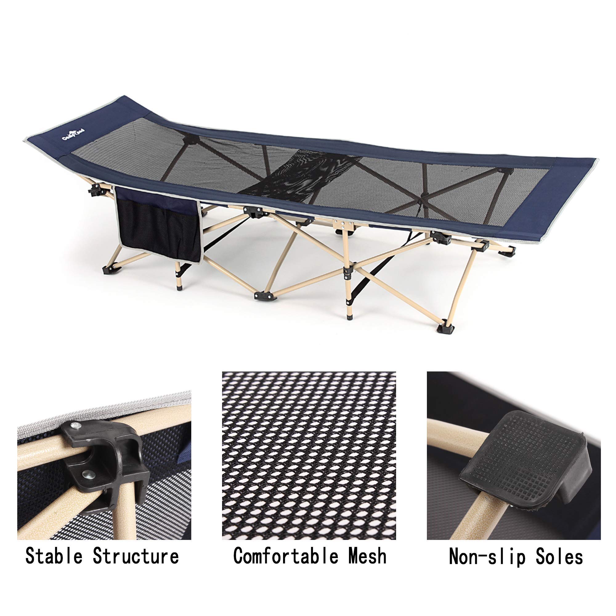 CampLand Folding Portable Camping Cot Sleeping Bed for Adults Kids Easy Set Up Cot Bed Office Bed for Travelling,Camping,Office Nap, Beach Vocation and Home Lounging,Support 661.38lbs