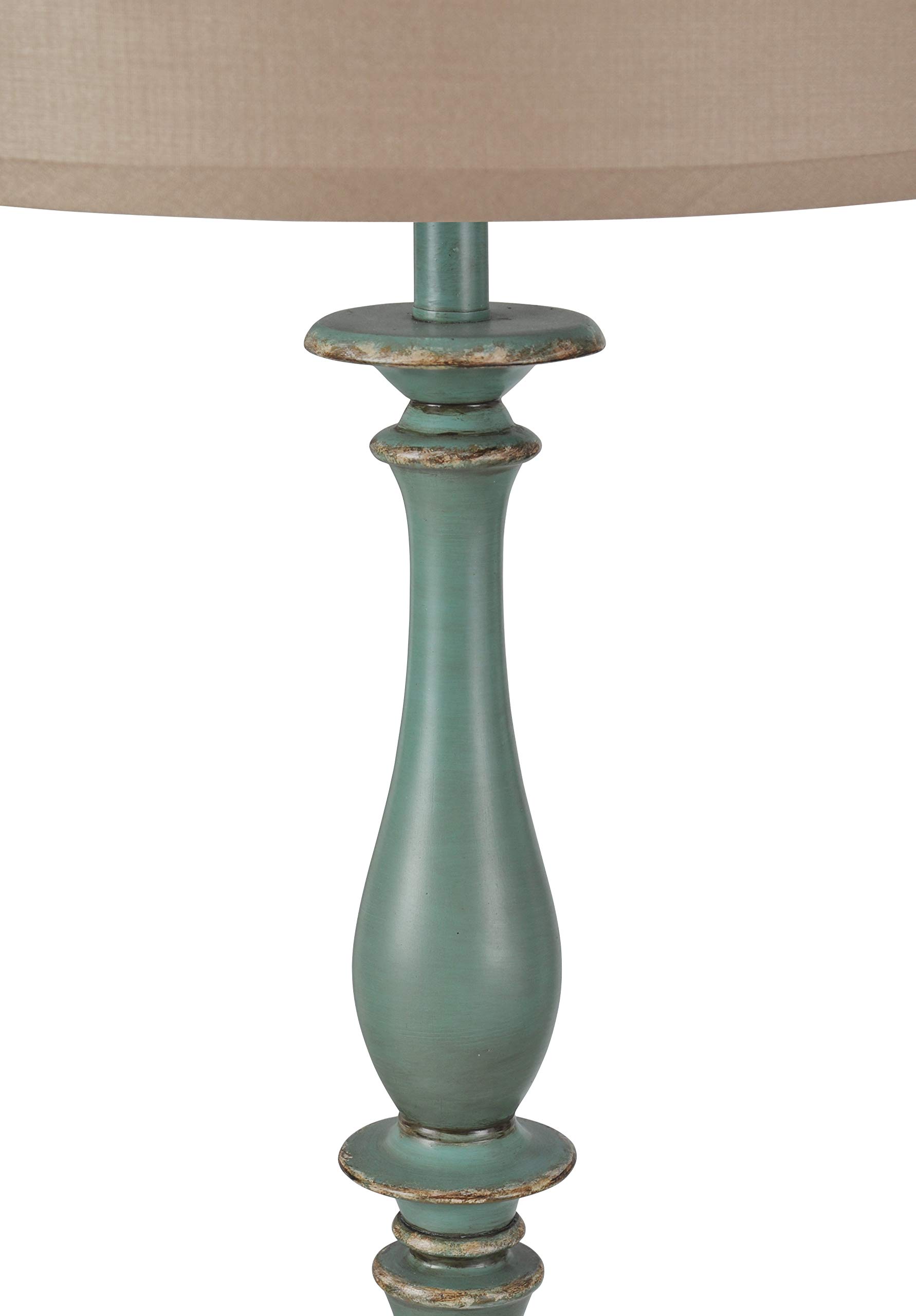 Collective Design L71520CDSAM Charlton, Distressed Blue Finish, Taupe Hardback Silk Shade Floor Lamp