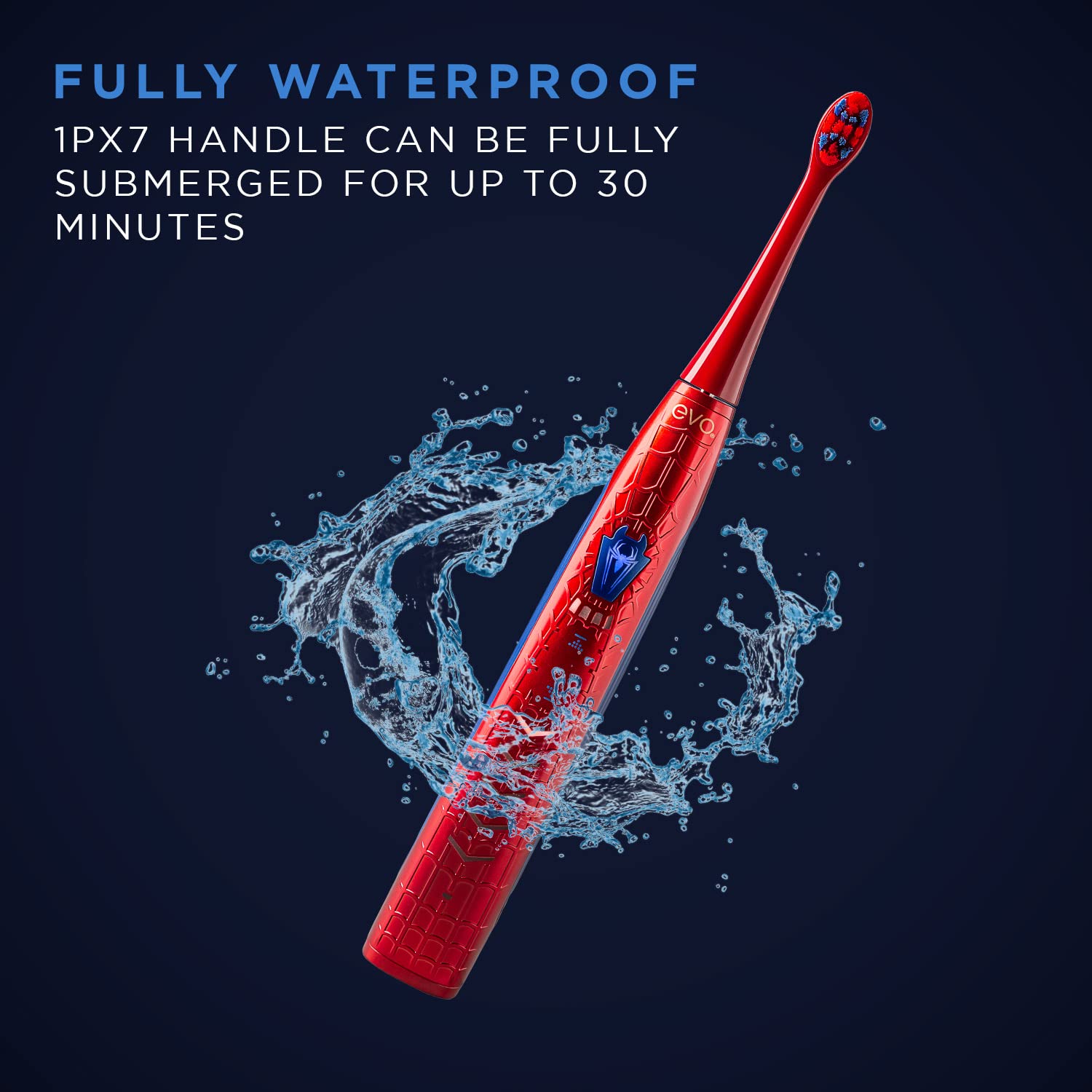 evo SPM-1 Rechargeable Sonic Toothbrush, Marvel Spider-Man, Marvel Comics, Marvel Gifts for Men, Mens Gift Set, Electric Toothbrush with 4 Toothbrush Heads & Charger Included