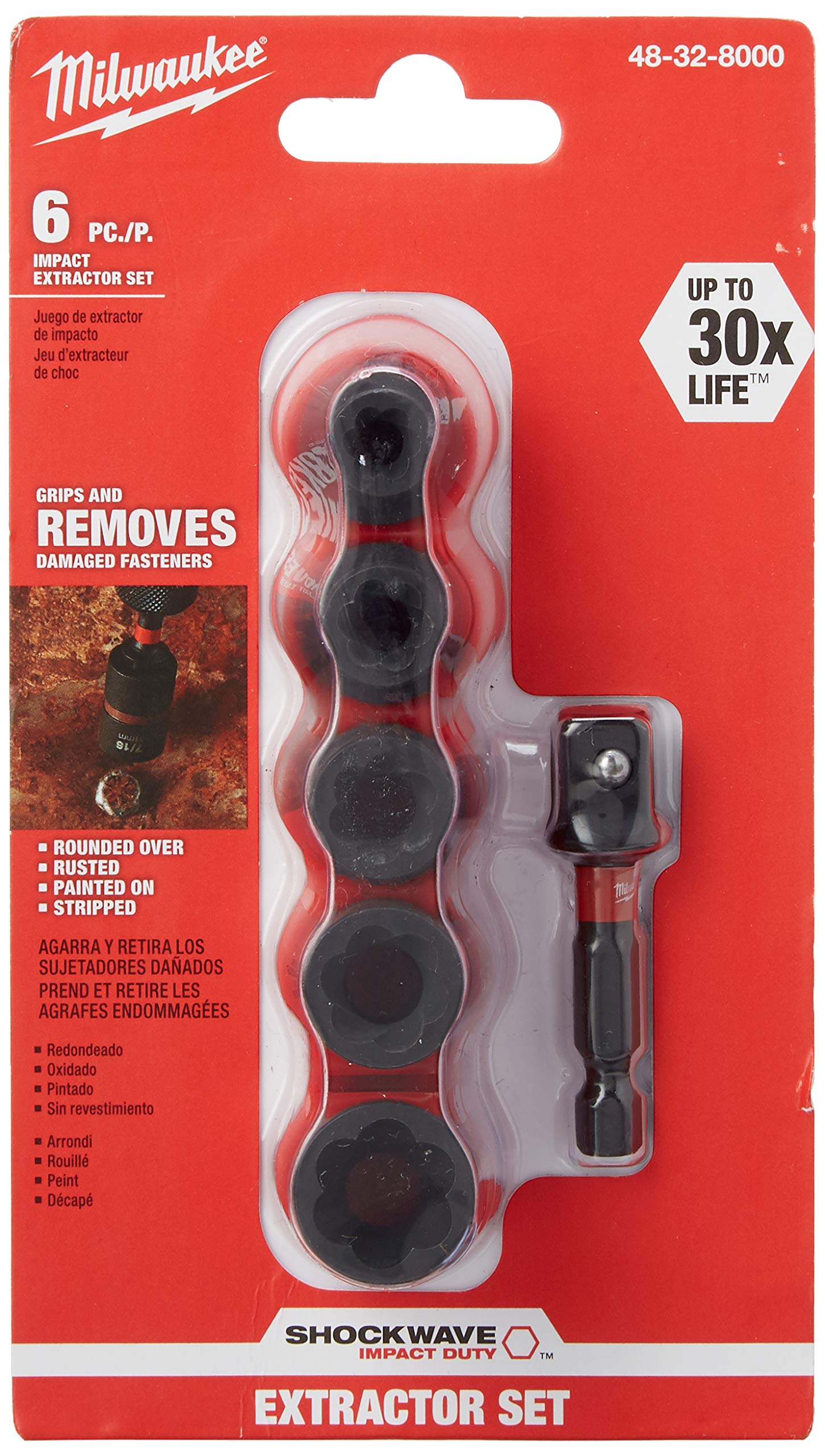 Milwaukee 48-32-8000 Shockwave Impact Extractor Set, One Size