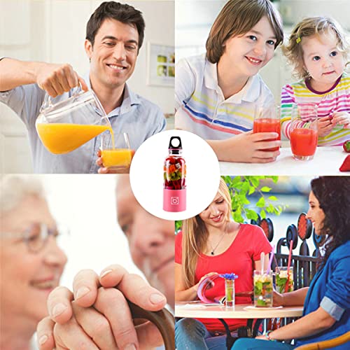 Portable Blender, Personal Blender for Shakes and Smoothies, Rechargeable USB High Speed 4-Blades Fresh Fruit Mixer Mini Juicer Cup,Handheld Blender for Sports Travel and Outdoors Pink