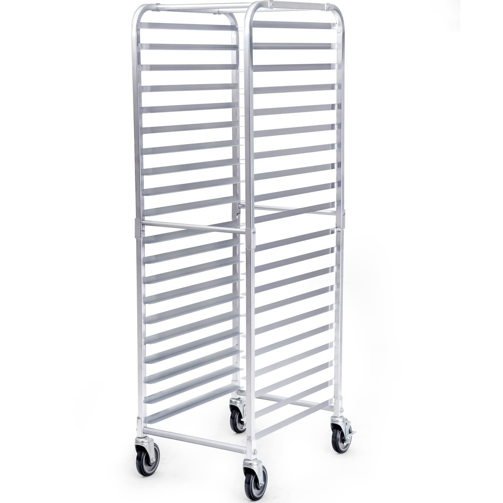 PETSITE 20 Tier Sheet Pan Rack, Commercial Aluminum Full & Half Bun Pan Bakery Rack with Brake Wheels for Restaurant Home Kitchen