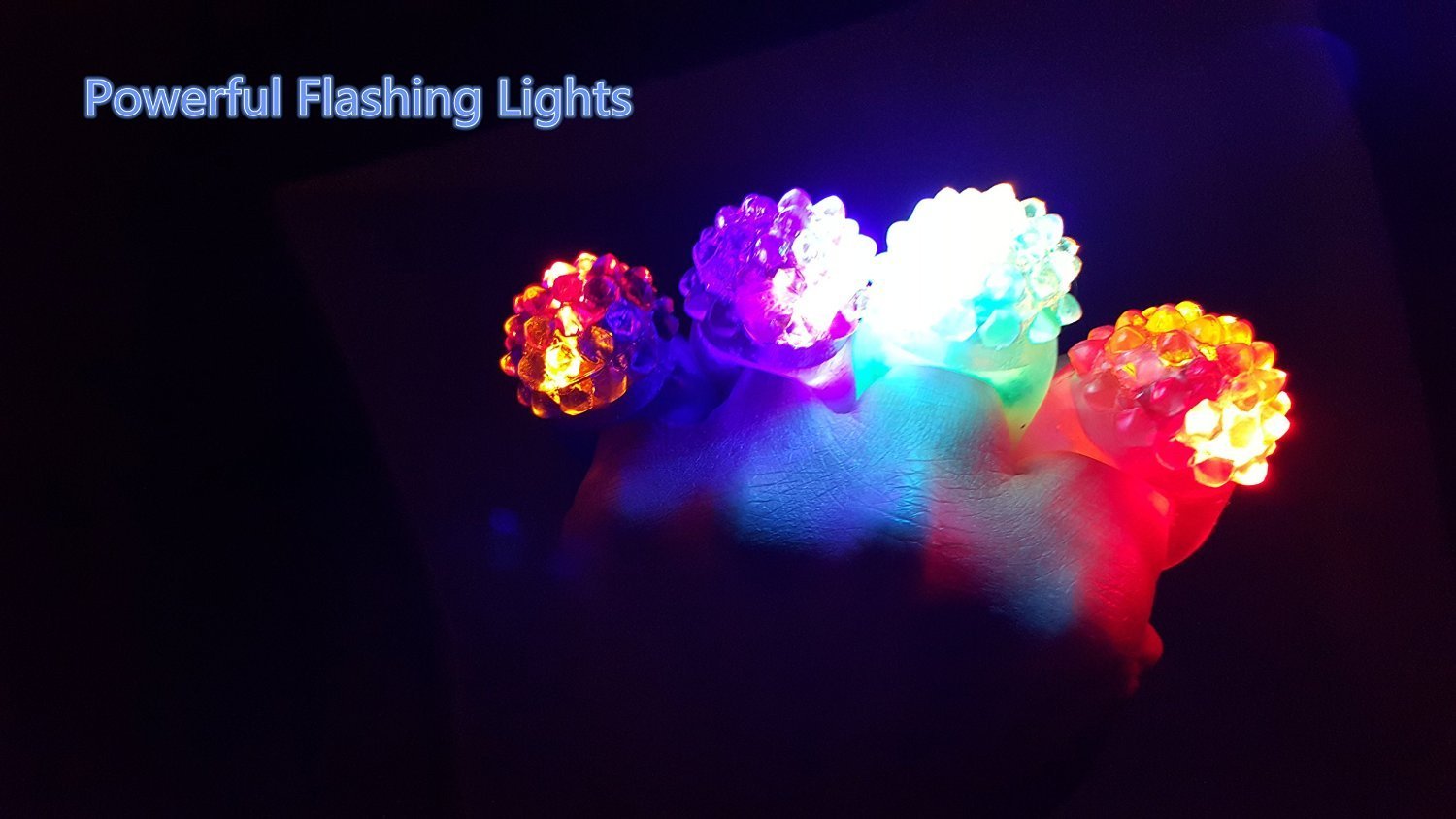 HND® Novety LED Flashing Light Up Jelly Bumpy Ring, For Party,Cutumes,Birthday,Wedding And Any Celebrations. 24-Pack