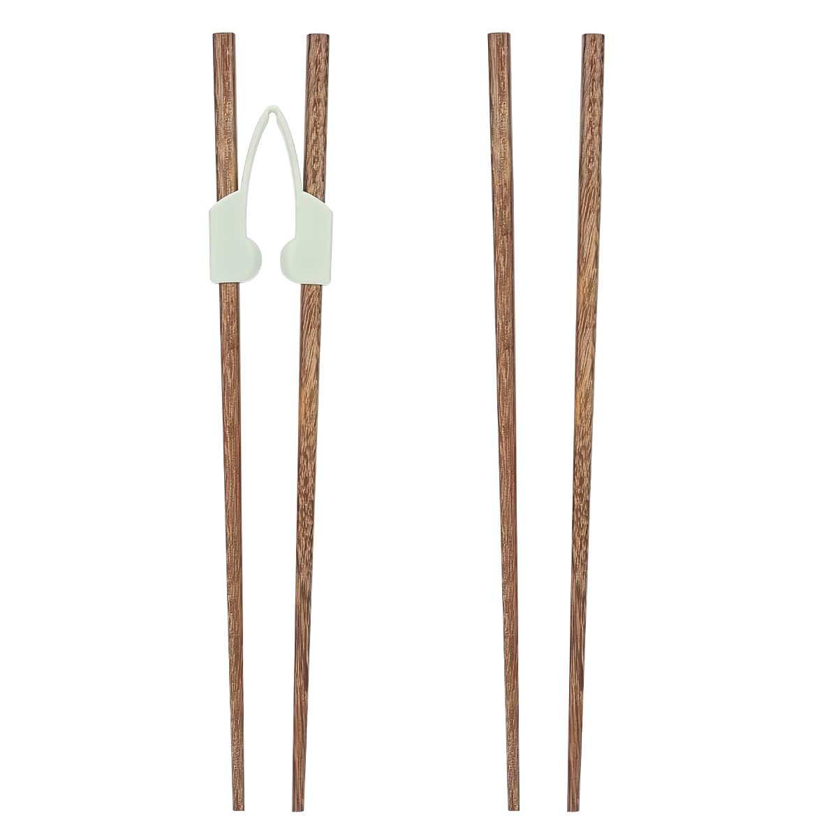 DOERDO Learning Chopstick Helpers 2Pairs Wooden Chopsticks for Adults, Beginner, Trainer, Reusable Plastic Training Chopstick Helper, 9.8 Inch
