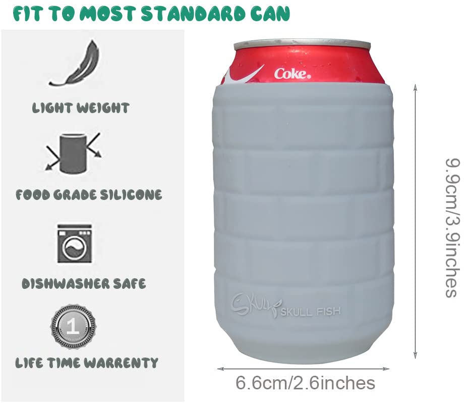 Soft Silicone Sleeves Insulators for Standard Soda/Beverage/Beer Can, 12OZ Standard Can Cold Insulating Covers, Soda Sleeves Coolers Holder, Non-slip Beverage Can Coolier Sleeves (Gray)