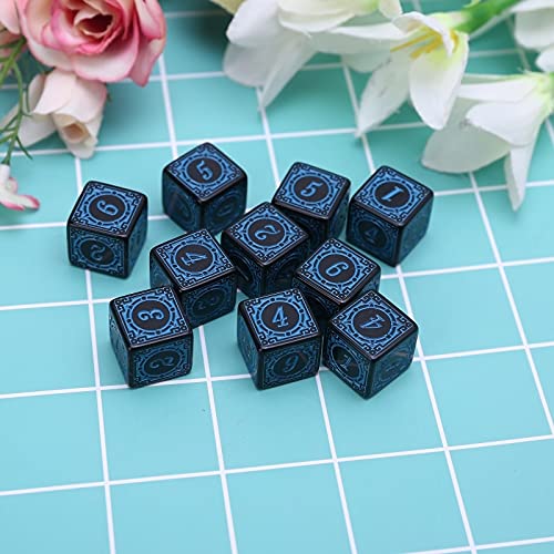 SUWEILE SZSZ 10Pcs D6 Polyhedral Dice Square Edged Numbers 6 Sided Dices Beads Table Board Role Play Game for Bar Club Party 0212 (Color : Green)