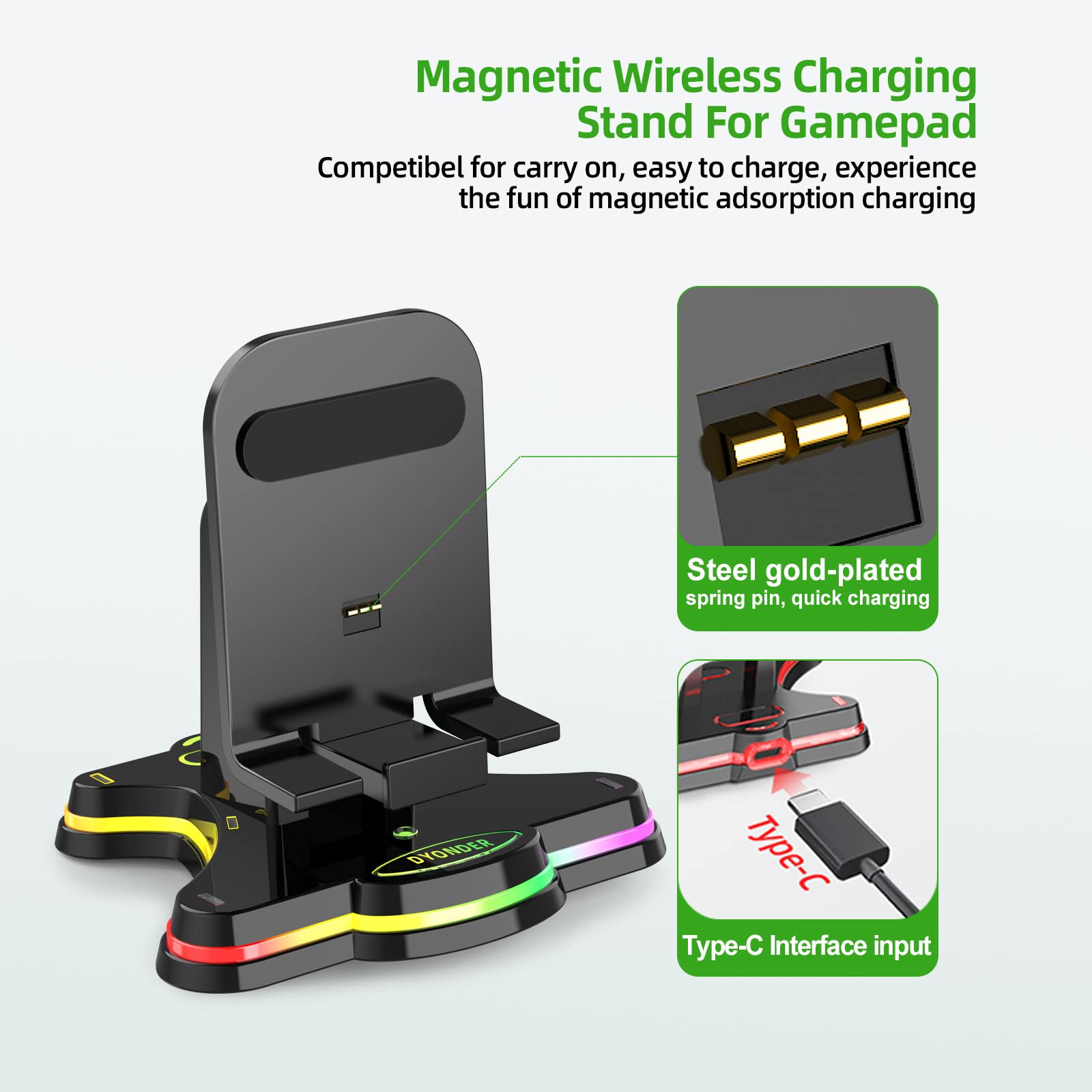 Charger Stand for Xbox Series X Controller with 1 Packs 1100mAh Rechargeable Battery Packs,for Xbox One X Gamepad Station with Breathing Light, and Magnetic Charging Function
