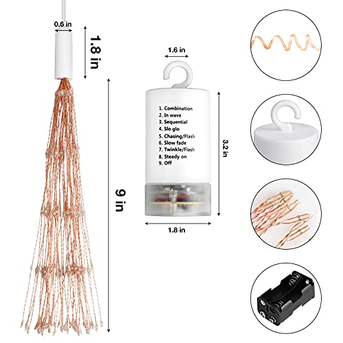 Fairy Lights Battery Operated Wire Lights,225 LED DIY 8 Modes Dimmable Lights with Remote Control, Waterproof Decorative Hanging Starburst Lights for Christmas, Home, Patio, Indoor Outdoor Decoration
