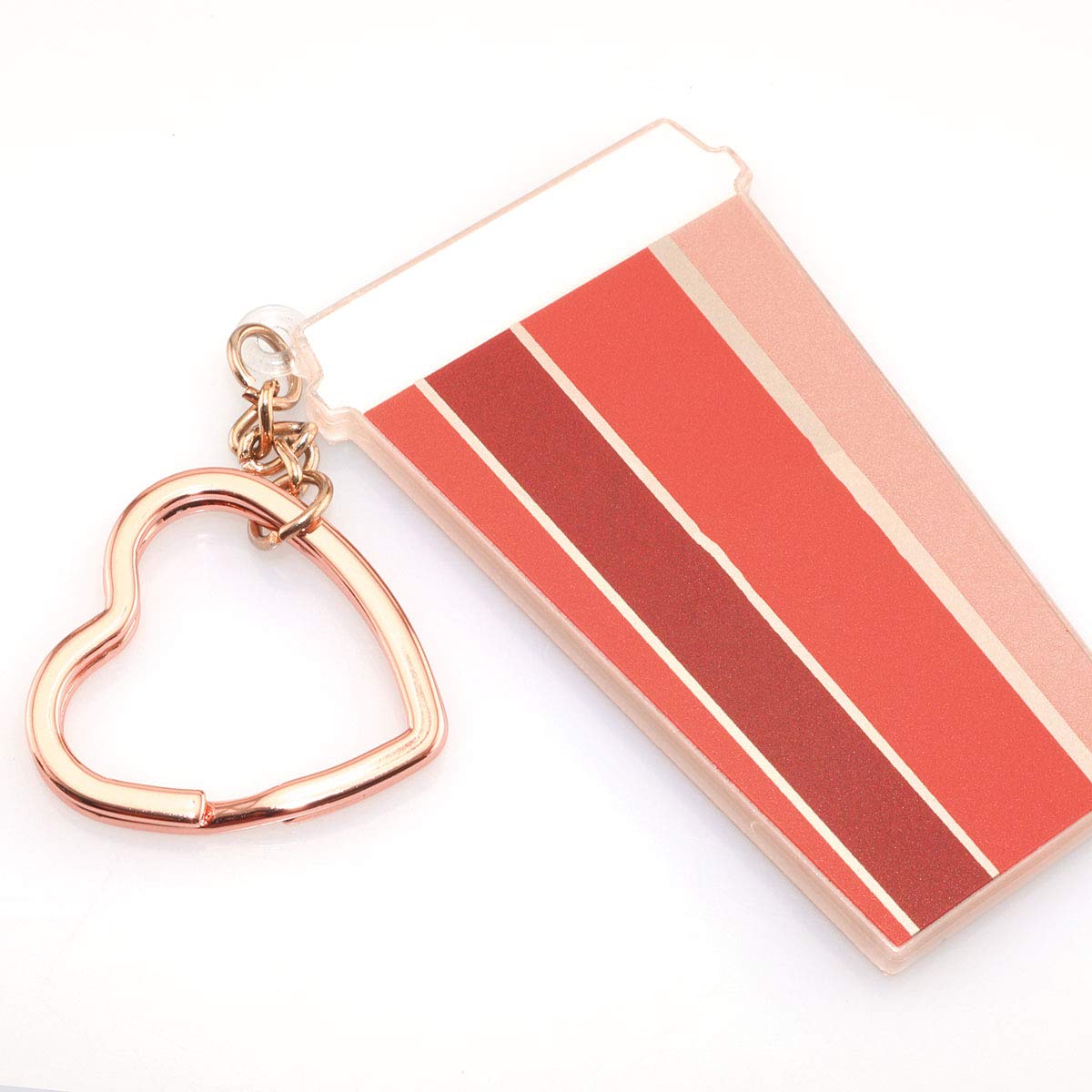 Lind Kitchen 10pcs Creative Flat Key Ring DIY Keychain Accessories Metal Key Split Ring Heart Shape(Rose Gold)