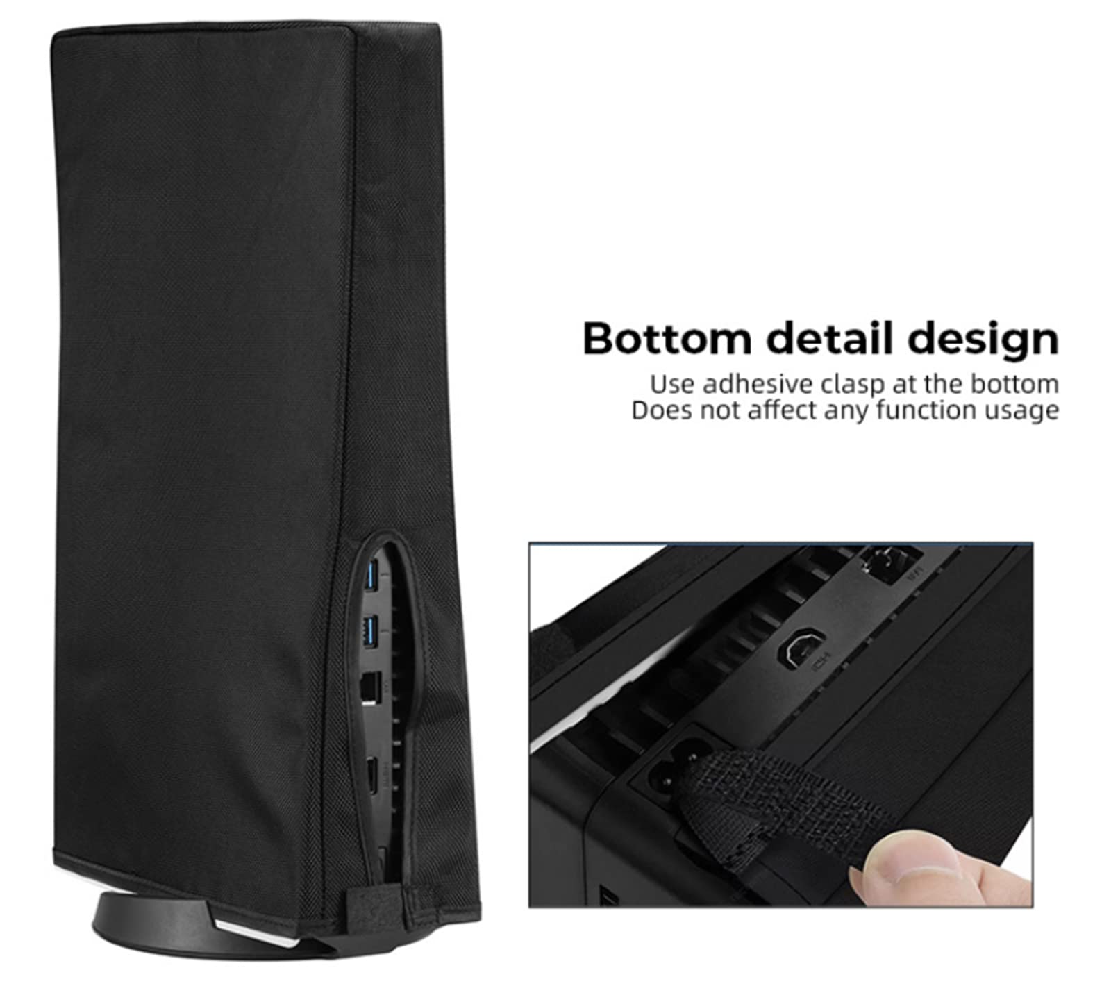 Console Cover for PS5 Console Protection Dust Cover PS5 Dustproof Anti-Scratch Anti-Fall Waterproof Protector Case for Sony Playstation 5 dust Protection Sleeve with dust Plug(Black)