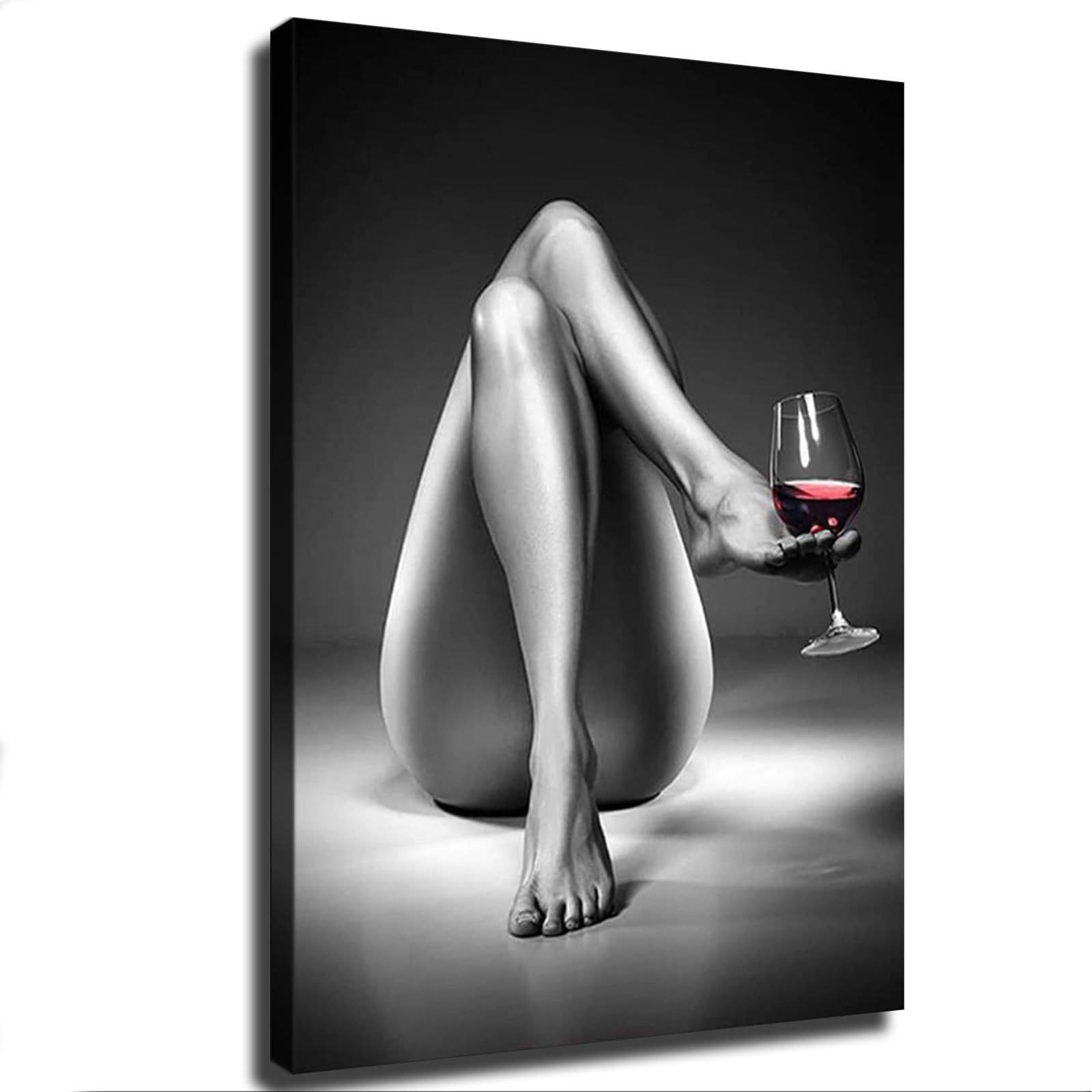 Canvas Wall Art Beauty Woman Wine Glass Painting Black White Beautiful Girl Pictures Modern Abstract Posters Prints Artwork Home Decor for Living Room Bedroom Bathroom (12Ć18inch-No Framed)
