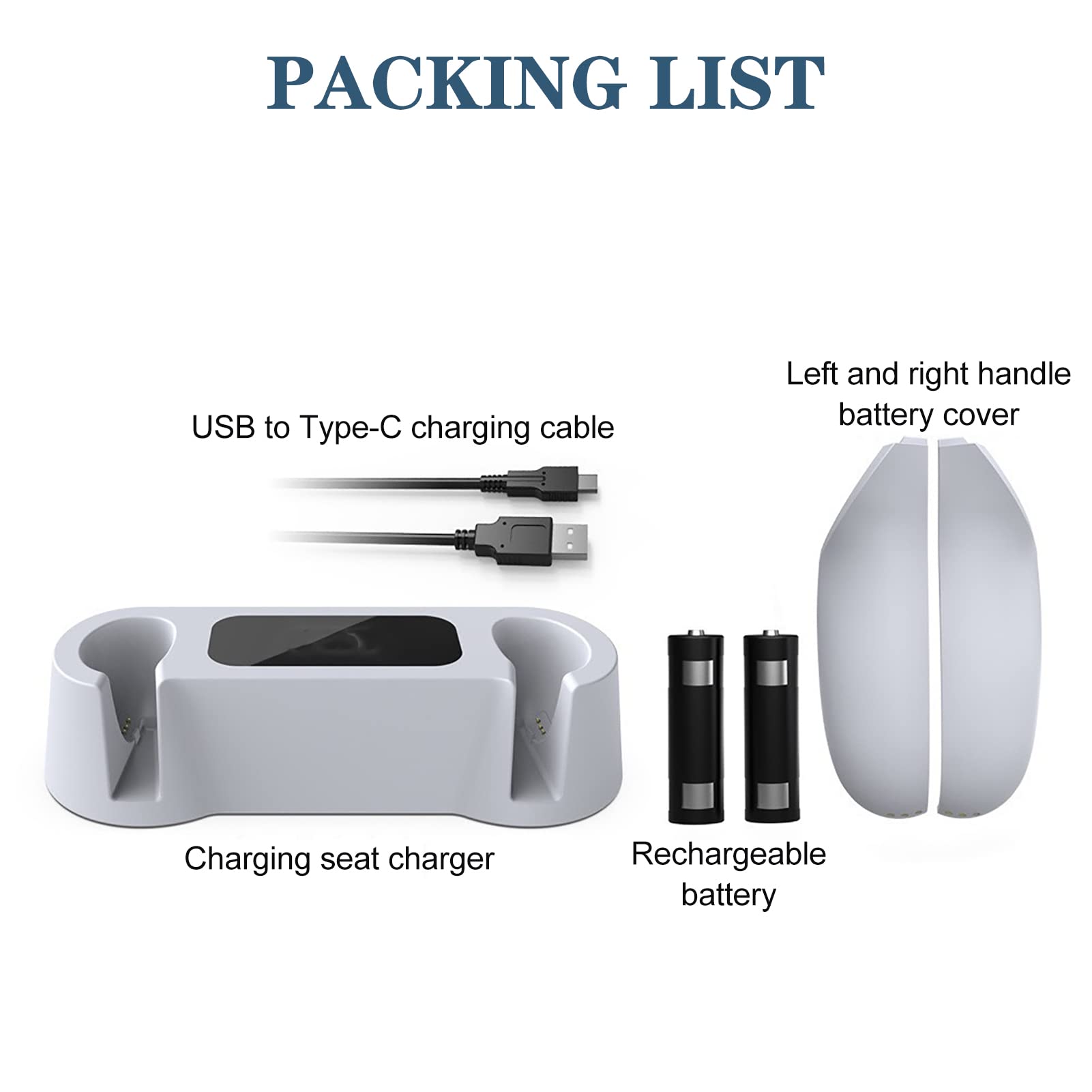 Charging Dock for Oculus Quest 2 Touch Controllers, Quest 2 Charging Stand with 2 Replacement Rechargeable Battery, Convenient and Fast Charging