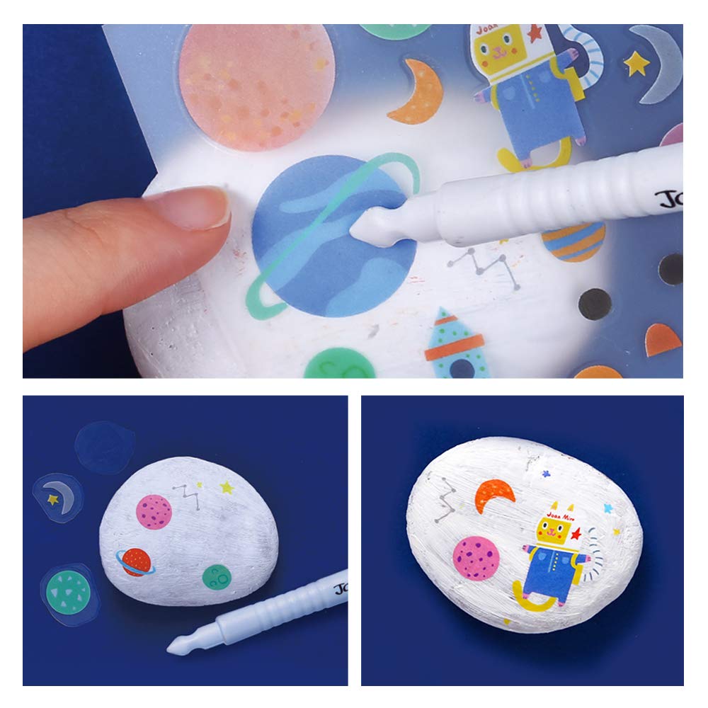 Rock Painting for Arts & Crafts; 12 Non-Toxic Fun Colors; 2 Brushes; 10 Rocks to Inspire Creativity and More; Great as Kids Gift;
