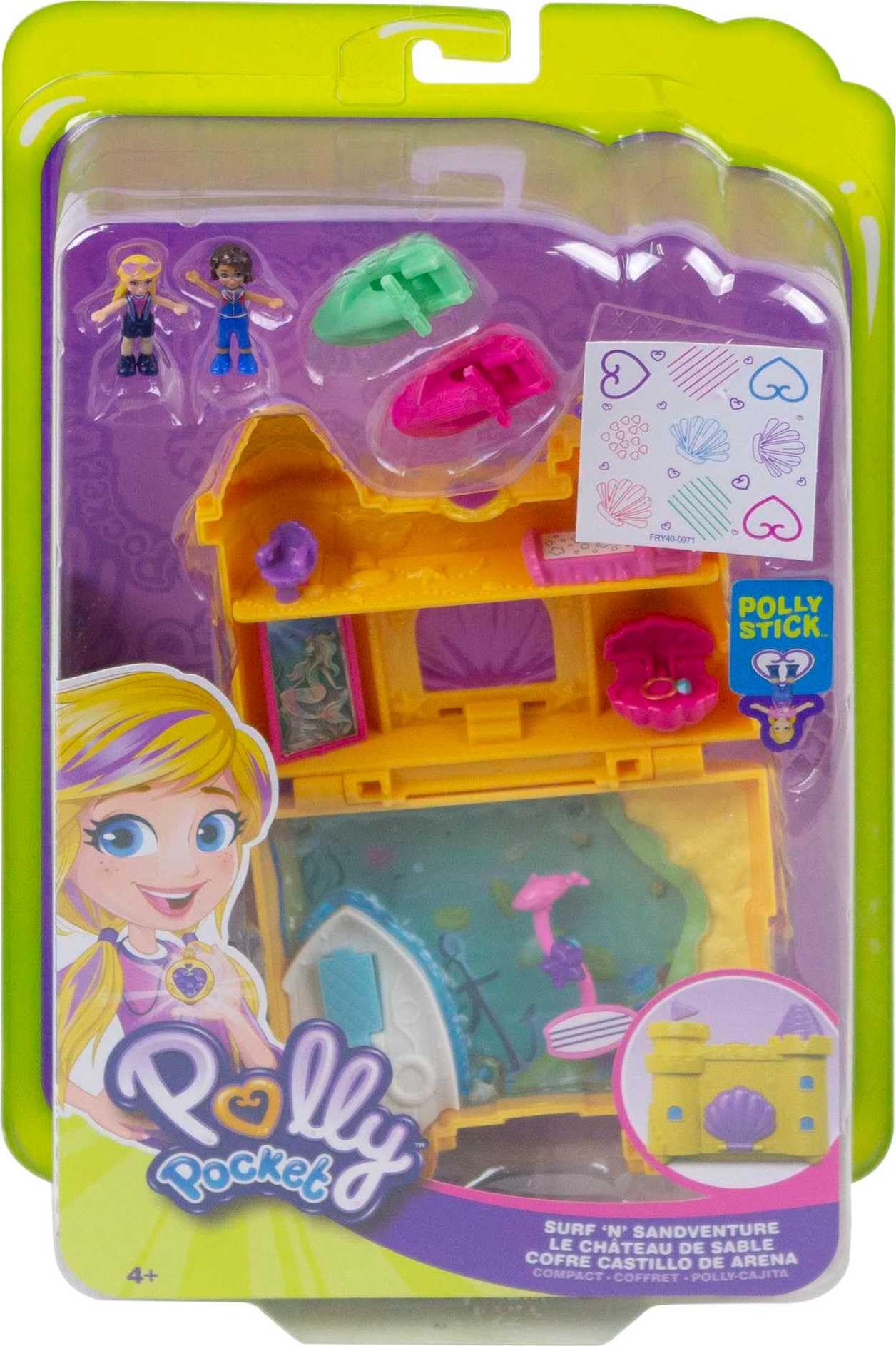 Polly Pocket Travel Toy with 2 Micro Dolls, Dolphin Pet & Water Play Accessories, Pocket World Surf βnβ Sandventure Playset