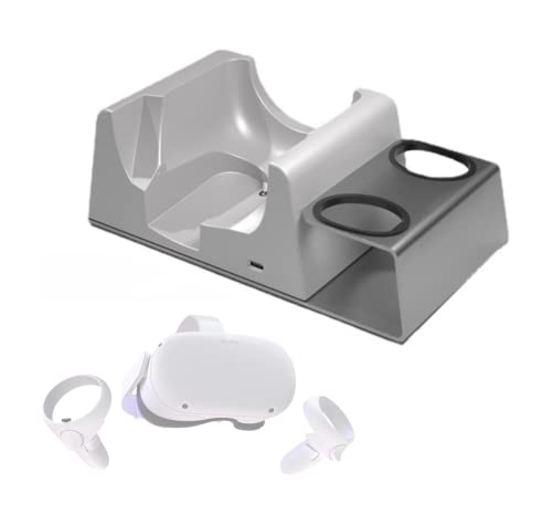 Charging Dock for Oculus Quest 2 VR Headset Charger Station Holder Base Controller Storage Display Stand Quest2 Accessories (White)