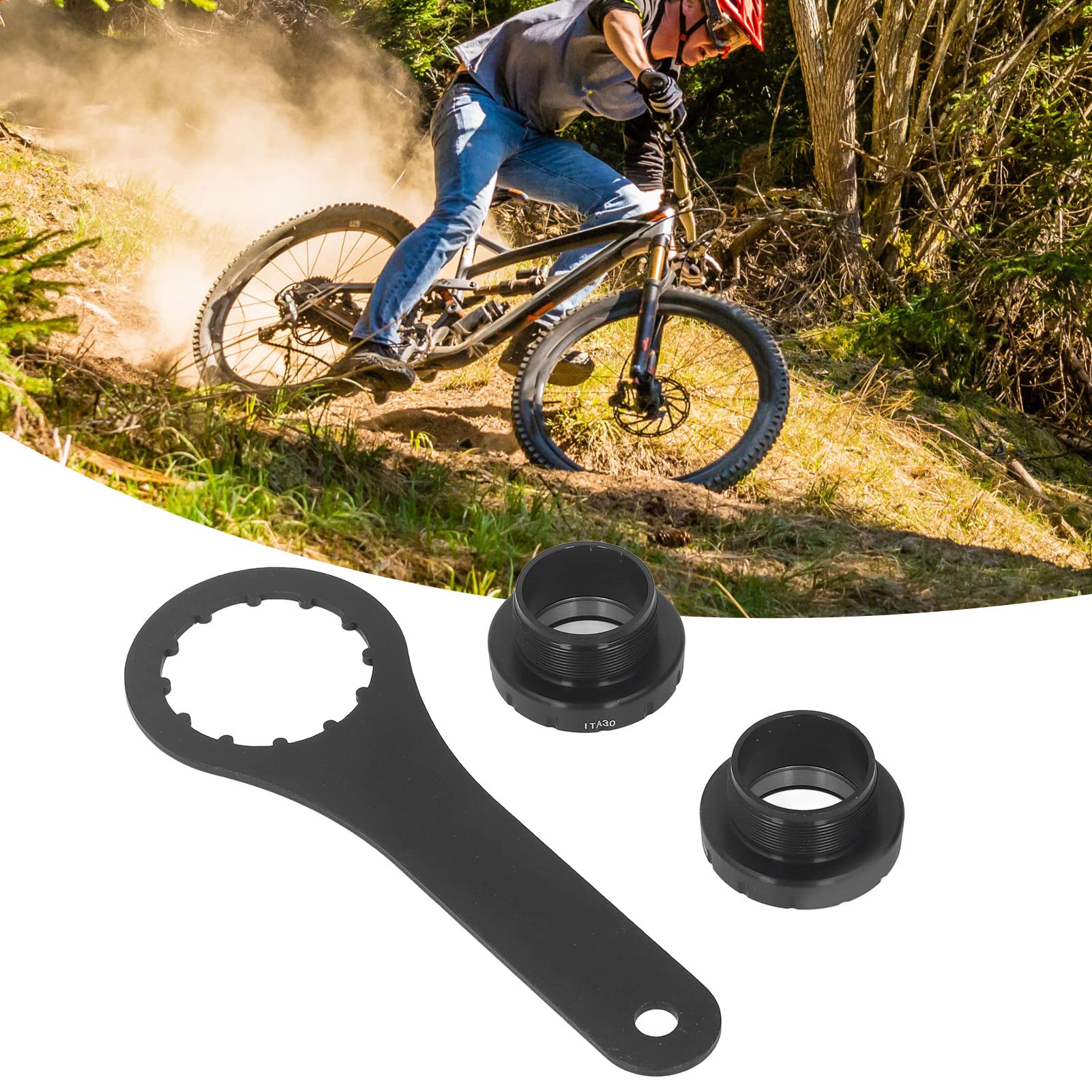 DAUERHAFT Mountain Bike Center Shaft, Exquisite Aluminum Alloy Lightweight Bike Threaded Bottom Bracket for Road Bikes