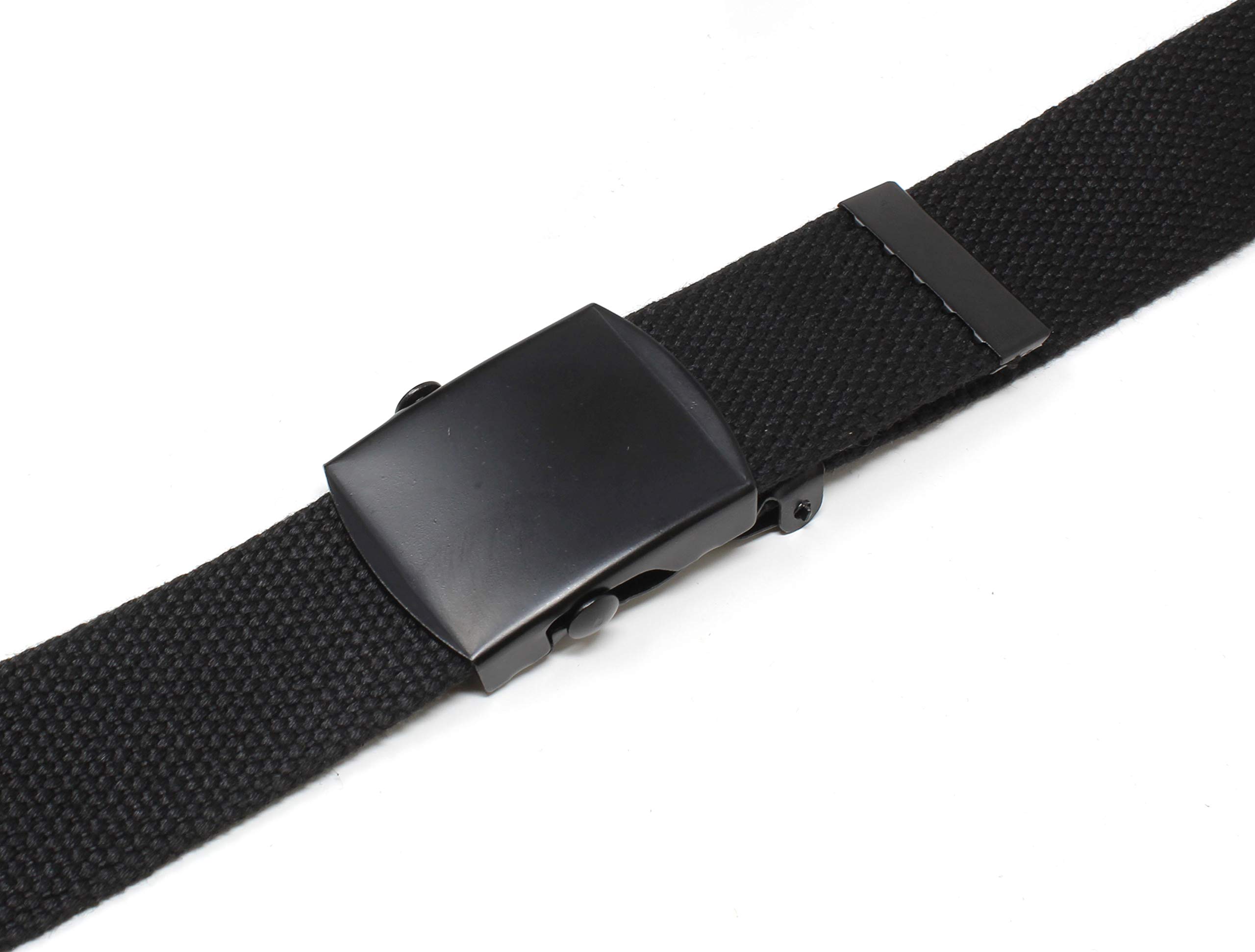 Canvas Web Belt Military Style with Black Buckle and Tip 56" Long Many Colors (Black)