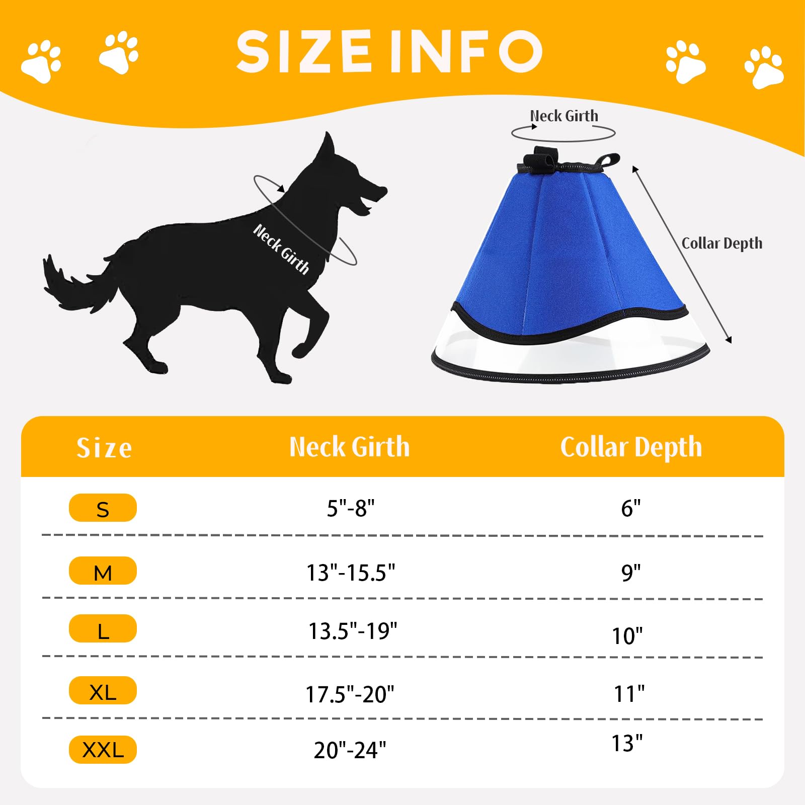 Dog Cone Collar for Dogs After Surgery Extra Long, Adjustable Comfy Dog Elizabethan Pet Collar Cone for Large Dogs Anti-Lick Protective Collar(Blue, XXL)