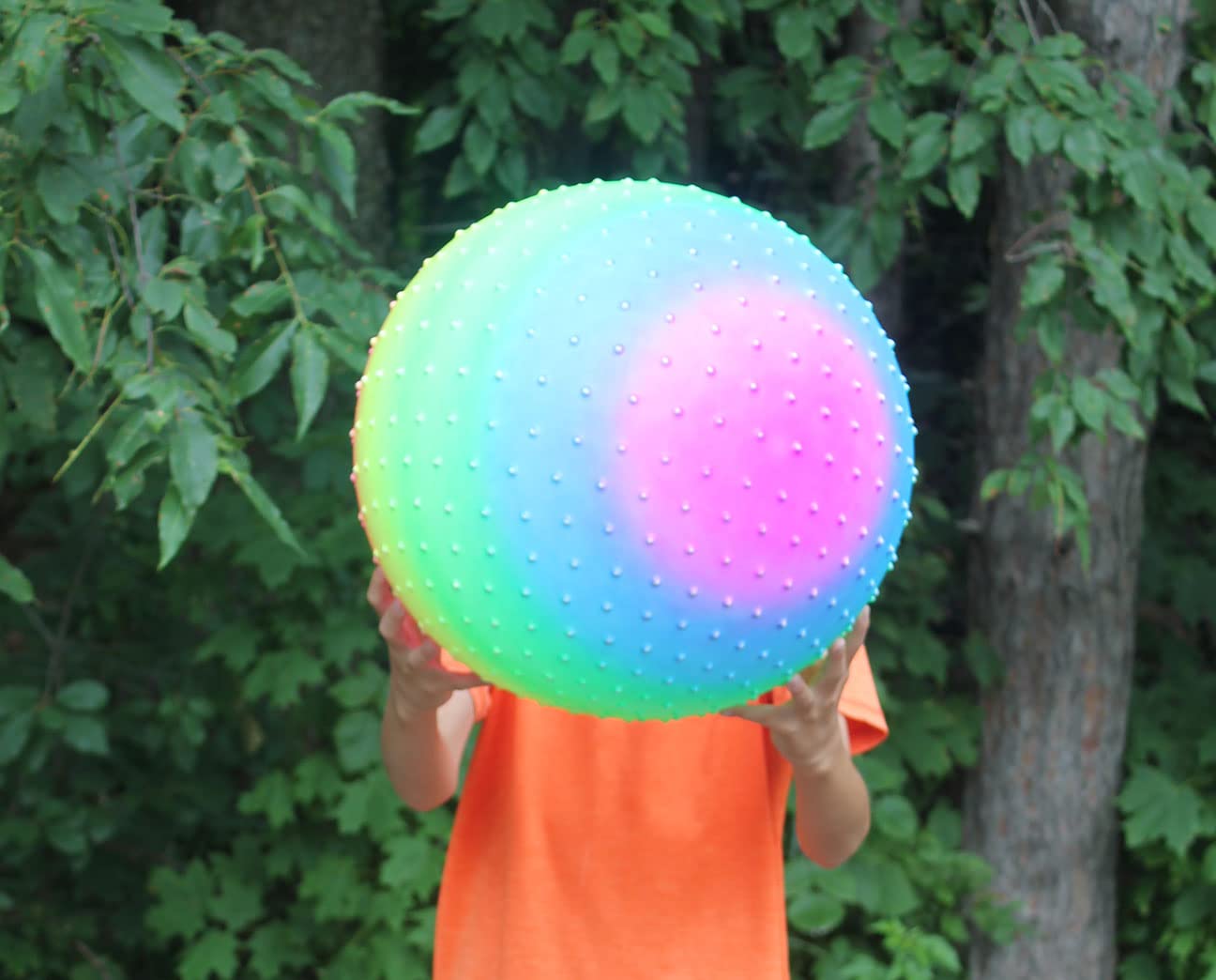 Curious Minds Busy Bags Jumbo 18" Rainbow Lightweight Bumpy Inflatable Ball - Sports Ball - Indoor Safe Athletic Play Gross Motor Toy (Ships DEFLATED)